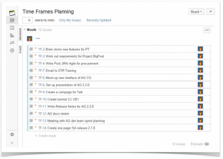 JIRA Agile: Planning with Time Frames (Now, Week, Month) - Stiltsoft