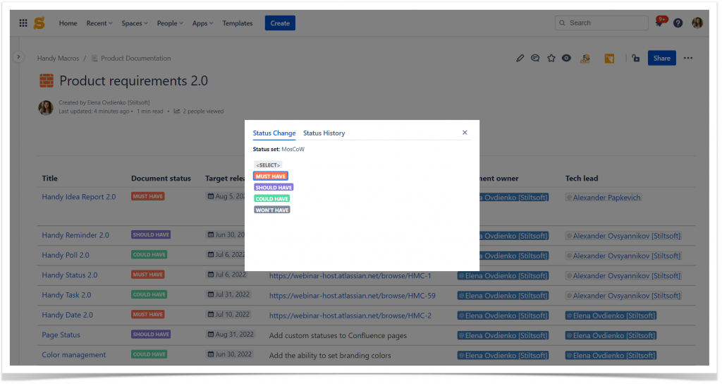 Confluence Tips and Tricks: Using Interactive Statuses - Stiltsoft