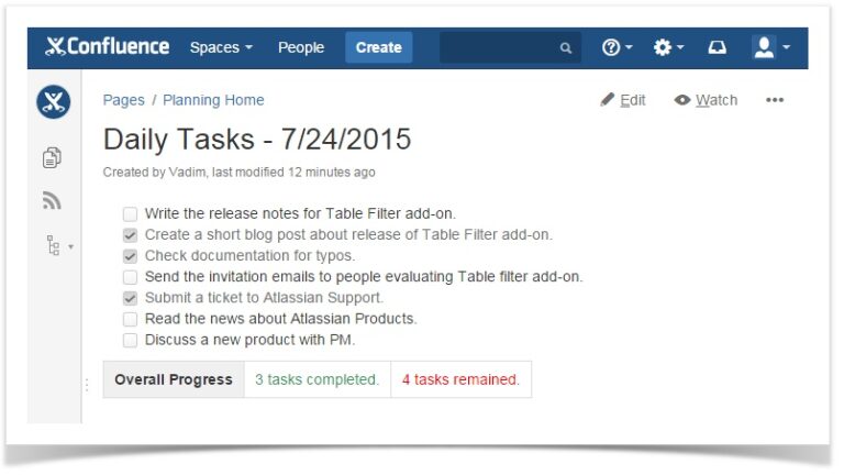 Confluence Tips And Tricks Task Lists And Automatic Calculation