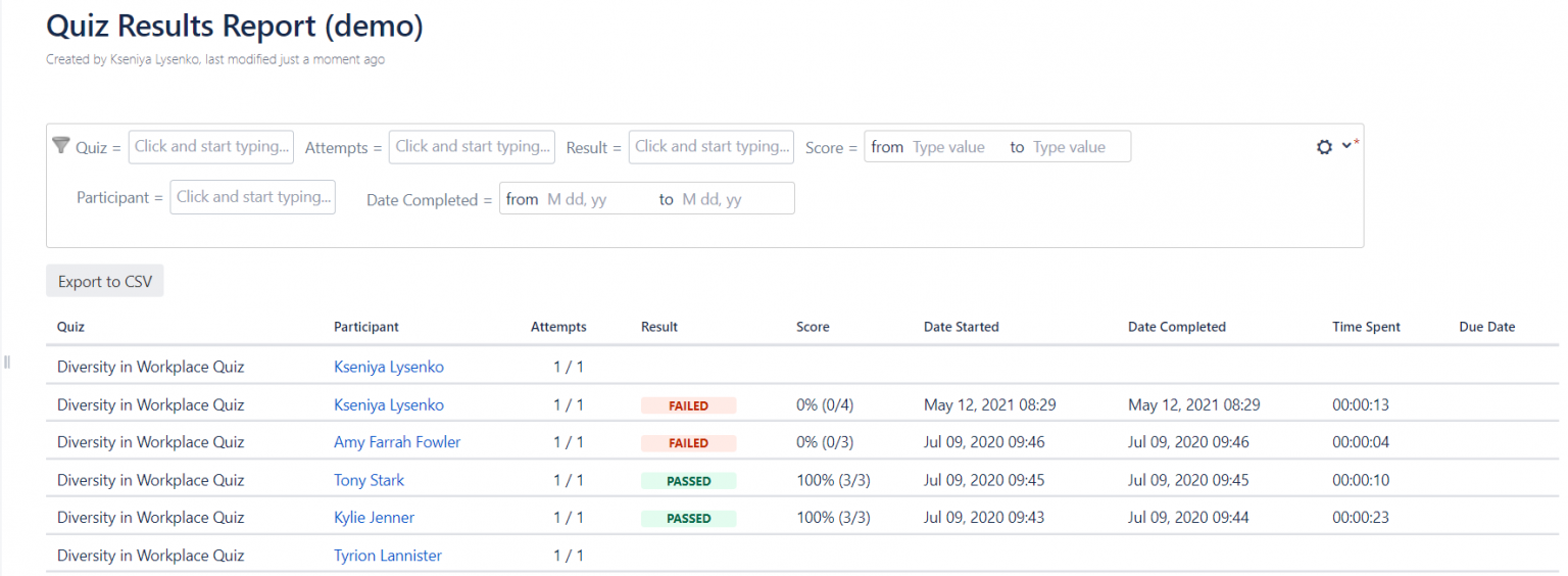 Extend izi - LMS for Confluence with Table Filter and Charts Add-on - Stiltsoft
