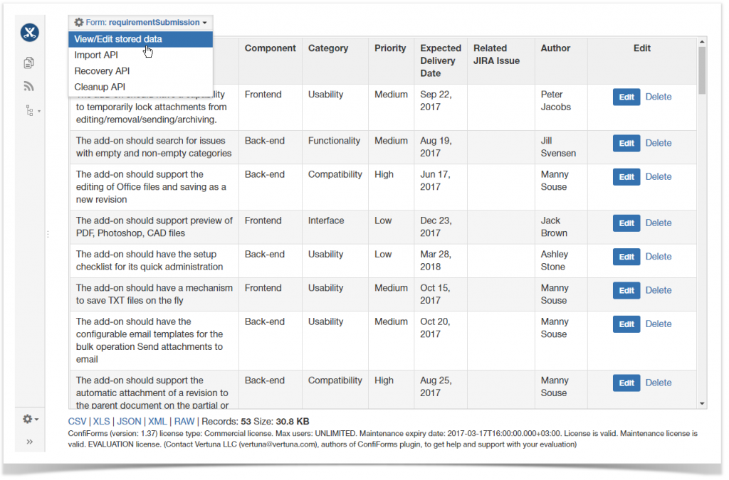 Table Filter and Charts with Dynamic Forms Created with ConfiForms - Stiltsoft