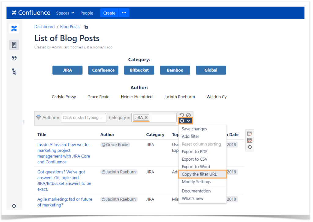 One-Click Table Filtration in Confluence - Stiltsoft