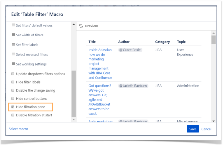One-Click Table Filtration in Confluence - Stiltsoft