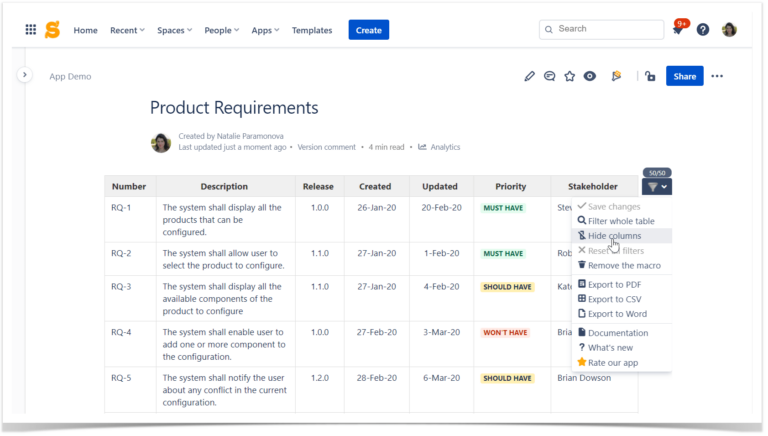 Two-Minute How-To: Filtering Tables in Confluence Cloud - Stiltsoft