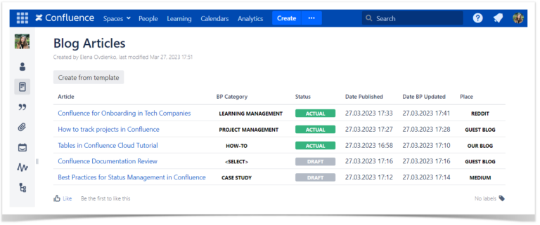 Confluence Status Reporting Tutorial - Stiltsoft