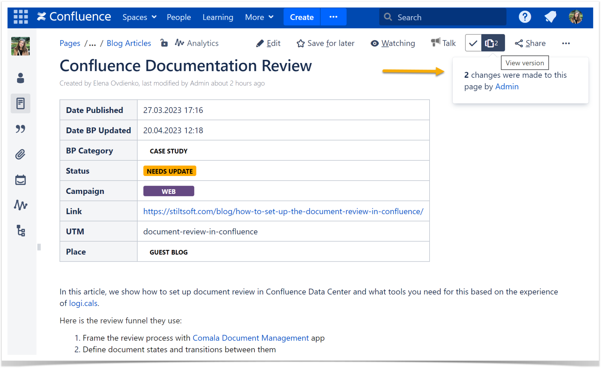 4 Ways to Review Pages in Confluence - Stiltsoft