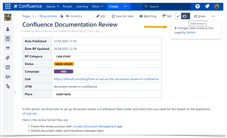 4 Ways to Review Pages in Confluence - Stiltsoft