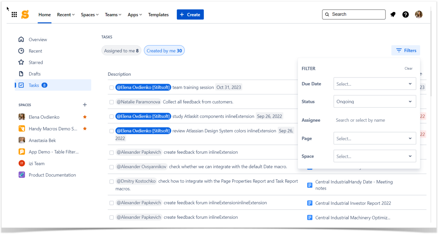 Task Reporting in Confluence Cloud - Stiltsoft