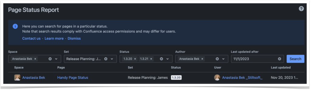 Confluence Page Status Management - Stiltsoft