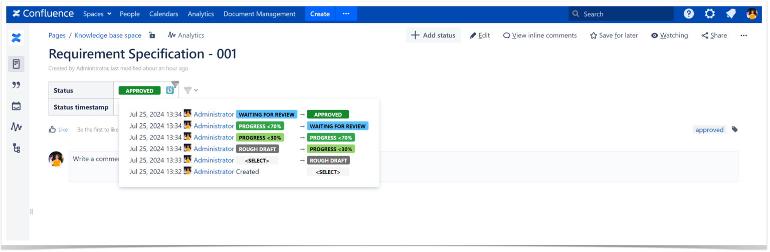 Confluence Approval Workflow with Label Automation