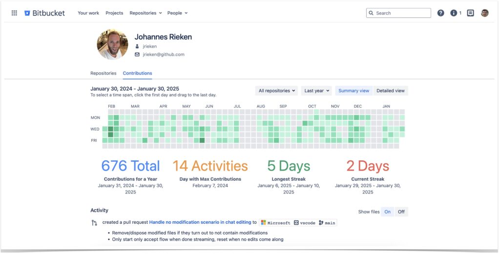 How to Get Bitbucket Statistics for Commits and Pull Requests