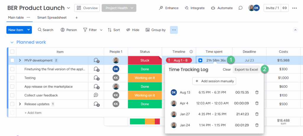 How to Set up and Automate Time Tracking Report in monday.com