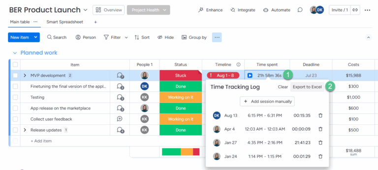 How to Set up and Automate Time Tracking Report in monday.com